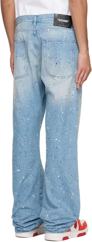 Off-White Paint Relaxed Jeans - Blue