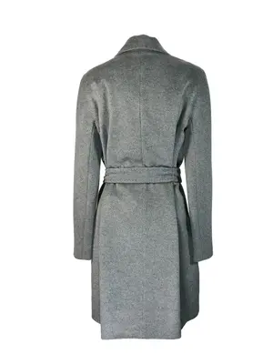 Max Mara Long-sleeved Belted Coat - Gray