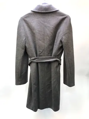 Max Mara Long-sleeved Belted Coat - Gray