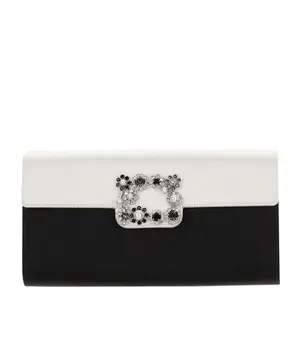 ROGER VIVIER Flower Strass Envelope Clutch Bag - Black