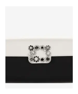 ROGER VIVIER Flower Strass Envelope Clutch Bag - Black