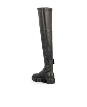 ROGER VIVIER Leather Stretch Over-the-knee Boots With Metal Buckle