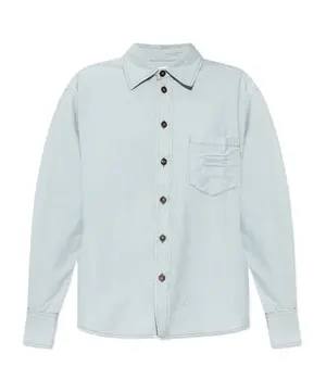 Victoria Beckham Logo-embossed Shirt - Light Blue