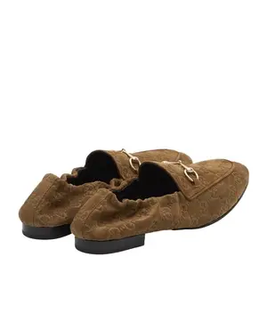 Gucci Gg Logo Horsebit Loafers - Brown