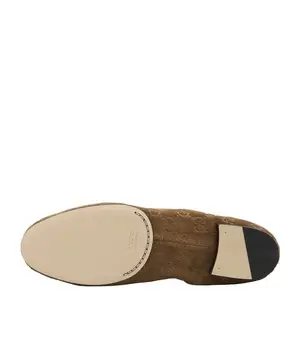 Gucci Gg Logo Horsebit Loafers - Brown