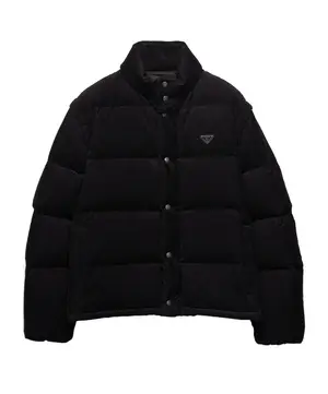 Prada Triangle-logo Button-up Down Jacket - Black