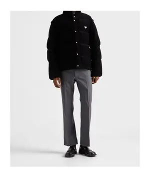 Prada Triangle-logo Button-up Down Jacket - Black
