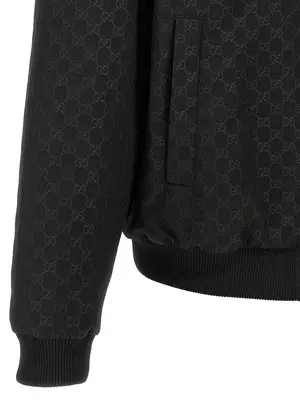 Gucci Monogrammed Zip-up Jacket - Black