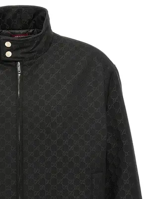 Gucci Monogrammed Zip-up Jacket - Black