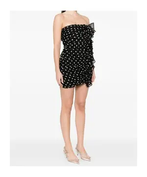 Nina Ricci Ruched Polka-dot Strapless Mini Dress - Black