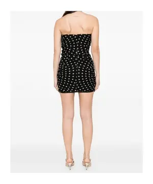 Nina Ricci Ruched Polka-dot Strapless Mini Dress - Black