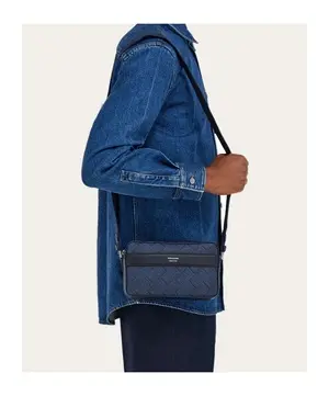 FERRAGAMO Monogram Crossbody Bag - Navy Blue
