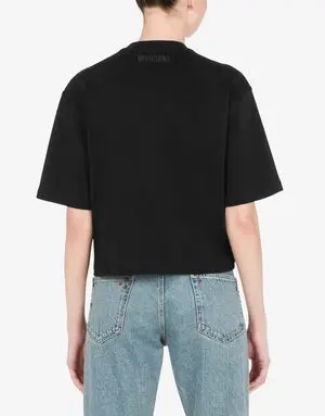Moschino Cotton T-shirt With Pearl And Gold Thread Embellishment