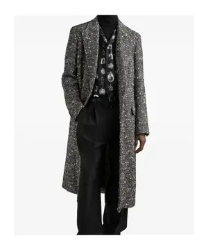 Dolce & Gabbana Single-breasted Herringbone Coat - Black