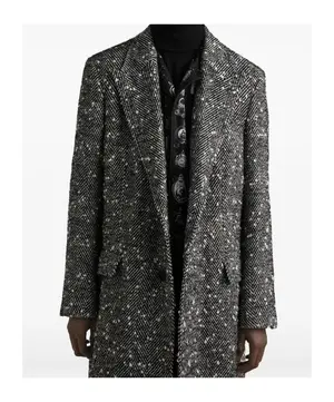 Dolce & Gabbana Single-breasted Herringbone Coat - Black