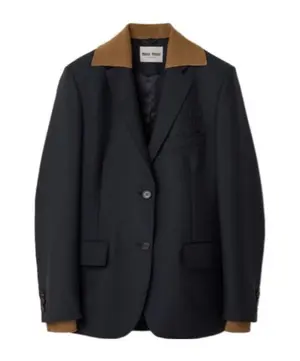 Miu Miu Single-breasted Tailored Blazer With Notched Lapel - Black