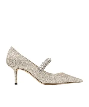 JIMMY CHOO Glitter Pumps With Crystal Strap
