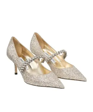 JIMMY CHOO Glitter Pumps With Crystal Strap