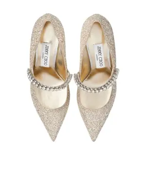 JIMMY CHOO Glitter Pumps With Crystal Strap