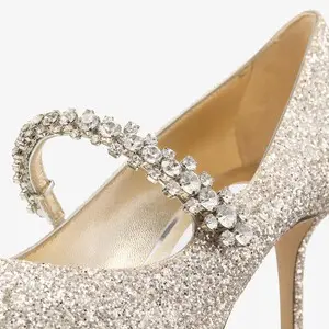 JIMMY CHOO Glitter Pumps With Crystal Strap