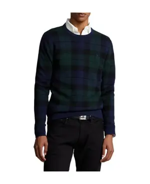 Polo Ralph Lauren Checked Crewneck Sweater - Black