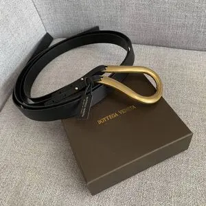 Bottega Veneta Double Strap Belt With Gold Tone Buckle