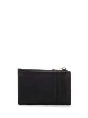 Celine Zipped Card Holder In Smooth Calfskin With Print