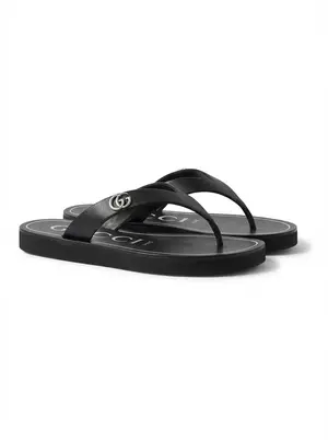 Gucci Double G Thong Sandals - Black