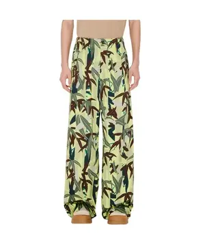 Kenzo Chiku-rin Camo Oversized Pleated Cotton Pants