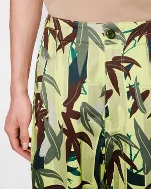Kenzo Chiku-rin Camo Oversized Pleated Cotton Pants