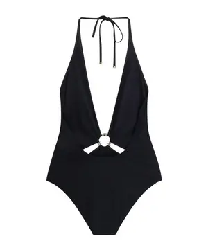 Celine Triomphe Swimsuit In Matte Jersey - Black