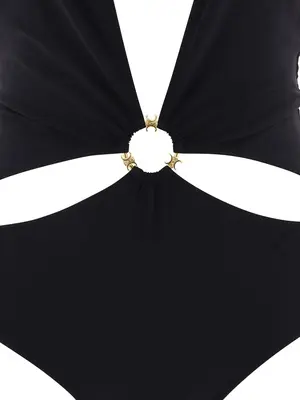 Celine Triomphe Swimsuit In Matte Jersey - Black