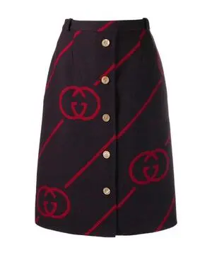 Gucci Reversible Wool Skirt With Interlocking G Motif