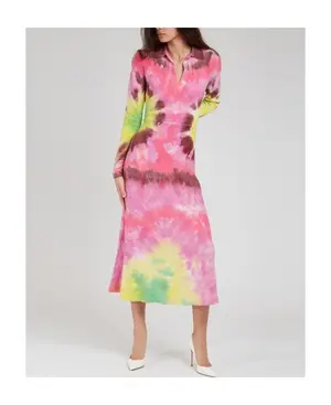 Gabriela Hearst Long-sleeve Lapel Tie-dye Dress