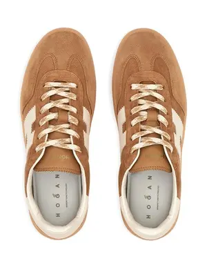 Hogan Suede Lace-up Sneakers With Nappa Leather H Logo - Brown