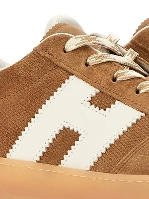 Hogan Suede Lace-up Sneakers With Nappa Leather H Logo - Brown
