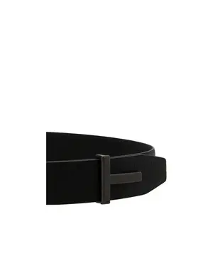TOM FORD Logo Plaque Buckle Belt - Black