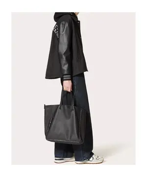 Valentino Garavani Long Sleeve Varsity Jacket With Leather Sleeves
