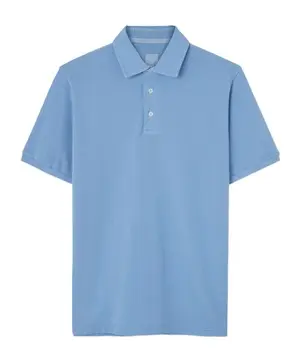 Fedeli Short-sleeved Buttoned Polo Shirt - Blue