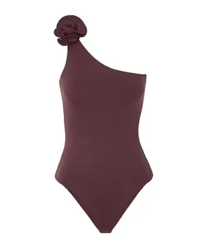 Magda Butrym One-shoulder Swimsuit With Rose Detail - Red