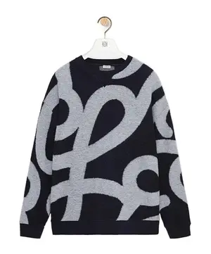 Loewe Allover L Jacquard Wool And Cotton Sweatshirt - Gray