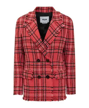 MSGM Double-breasted Checked Blazer