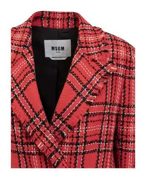 MSGM Double-breasted Checked Blazer