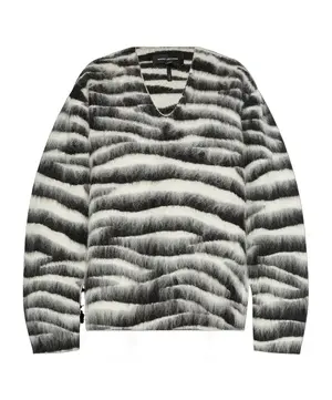 Marc Jacobs Zebra Pattern V-neck Jumper - Grey