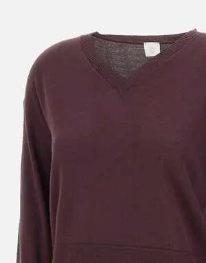 Eleventy V-neck Ribbed Knit Long Sleeve Pullover