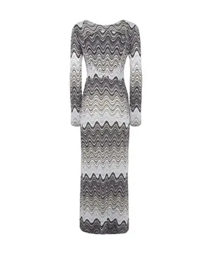 MC2 SAINT BARTH Long Sleeve Wave Pattern Dress With Open Back