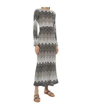 MC2 SAINT BARTH Long Sleeve Wave Pattern Dress With Open Back
