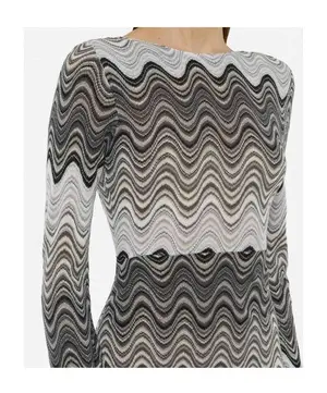 MC2 SAINT BARTH Long Sleeve Wave Pattern Dress With Open Back