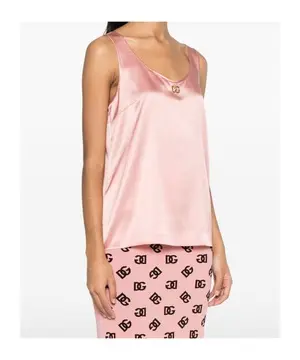Dolce & Gabbana Dg Logo Pin Satin Tank Top