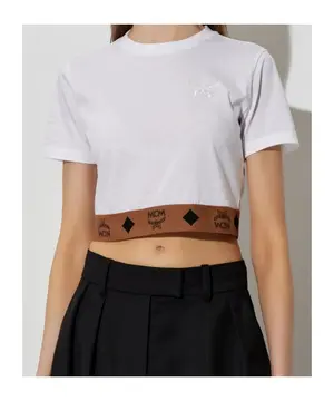 Mcm Cropped T-shirt With Logo Waistband